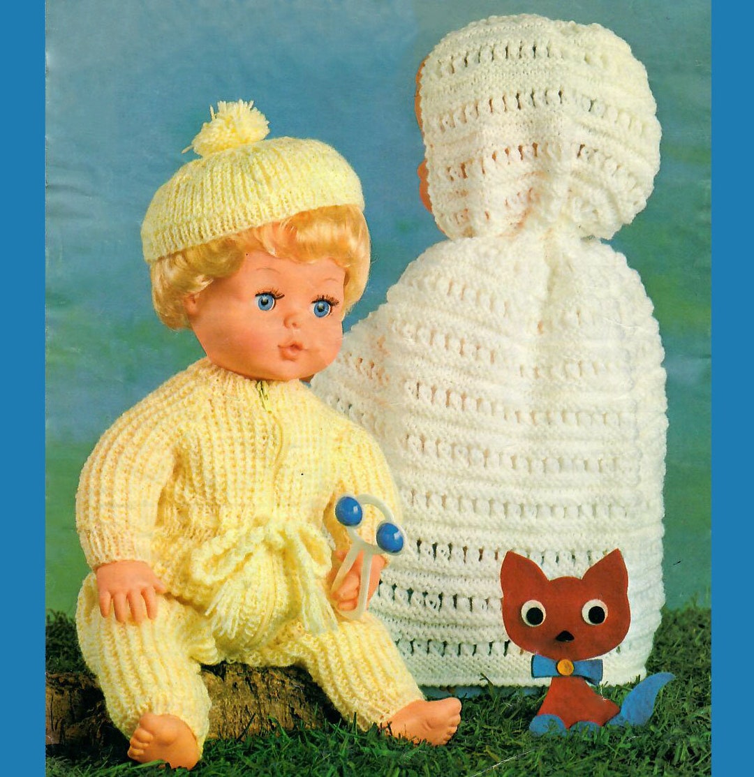 Dolls Clothing Set Vintage Knitting Pattern Premature Baby 1970s ...