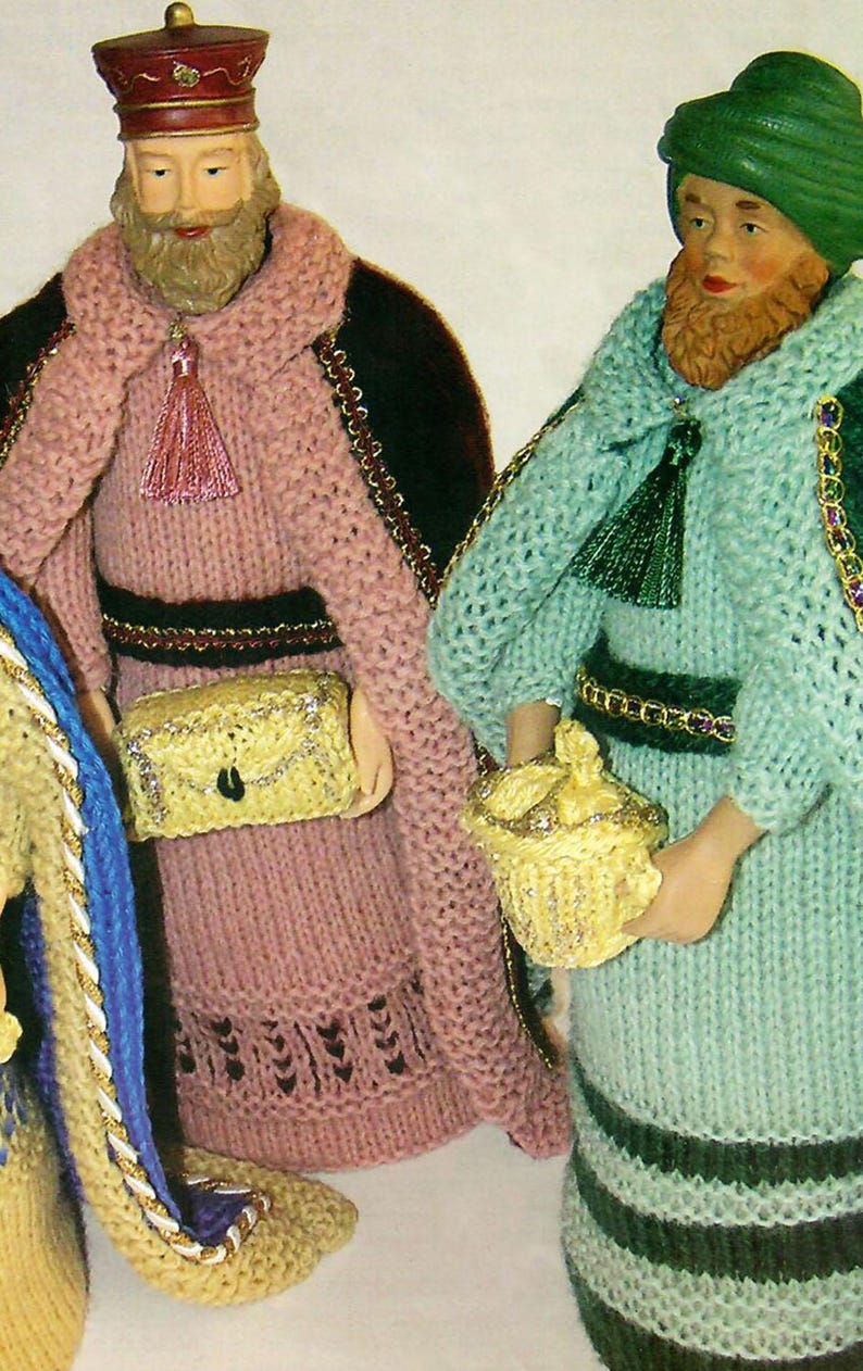 The Three Wise Men Knitted Outfit Traditional Christmas Nativity Dolls ...