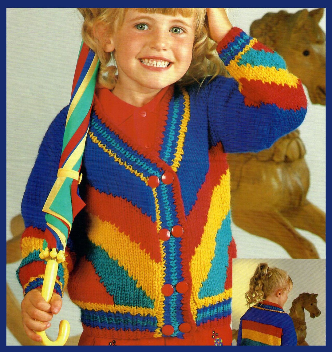 Retro Toddlers and Childrens V-neck Jacket Cardigan Vintage Knitting ...