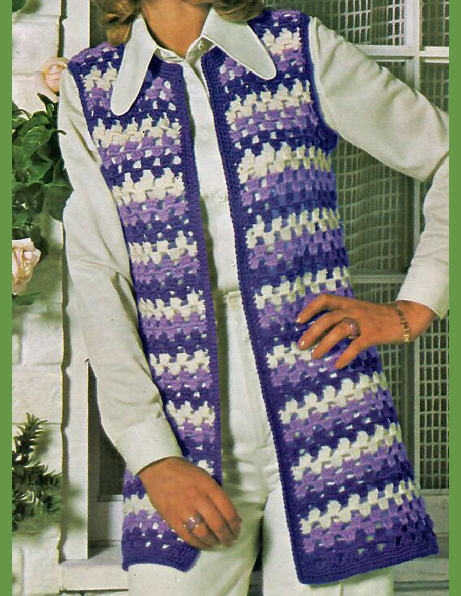 Ladies 70's Crochet Waistcoat Cardigan Vintage Crochet Pattern Digital ...