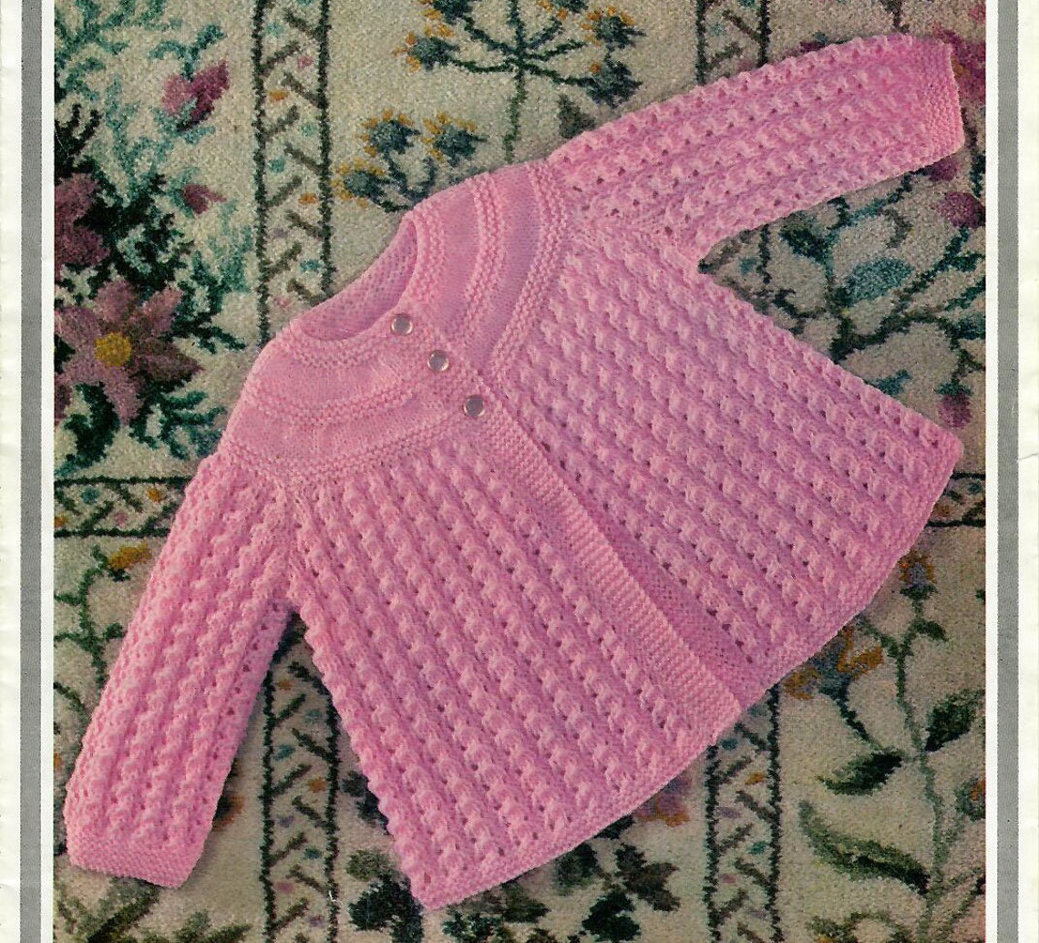 Babies Matinee Coat Birth to 3 Months Vintage Knitting Pattern Digital ...
