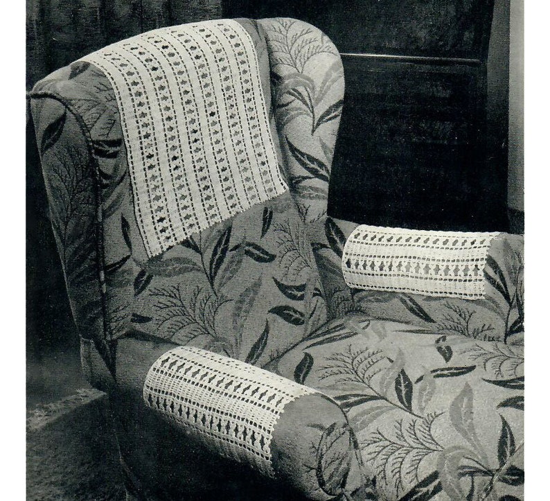 Vintage Crochet Chair and Settee Backs and Arm Rests Vintage Crochet ...