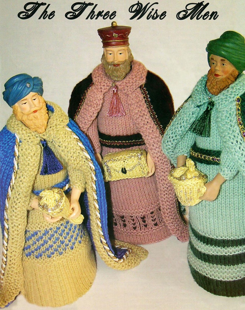 The Three Wise Men Knitted Outfit Traditional Christmas Nativity Dolls ...