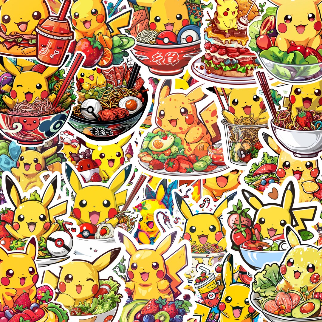 50 Cute Colored Pokemon Stickers for Laptop, Water Bottle, Hydro Flask ...