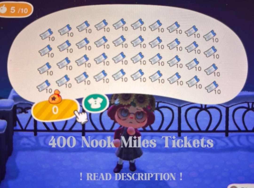 Animal Crossing: New Horizons 400 Nook Miles Tickets - Etsy