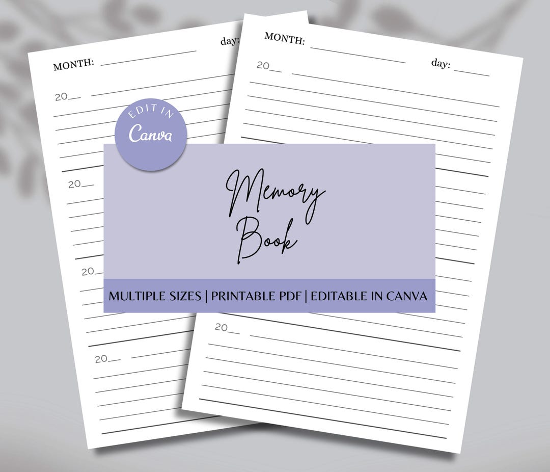Memory Book Printable PDF, Digital Download, Digital Memory Planner ...