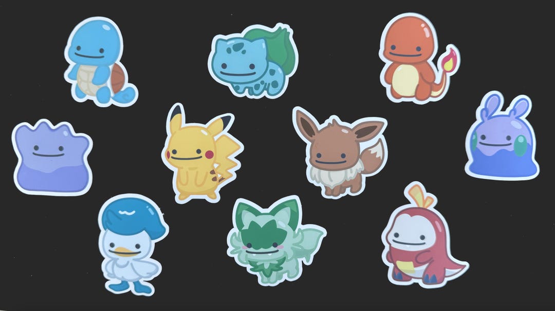 Cute Ditto Face Pokemon Stickers 2-2.5 Waterproof Smooth Matte Stickers ...