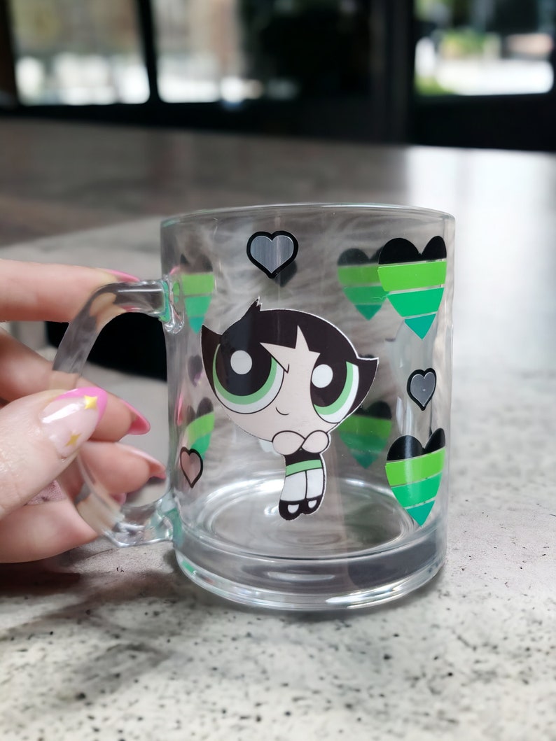 Powerpuff Girls Buttercup Glass Coffee Mug Dishwasher Safe Microwave ...