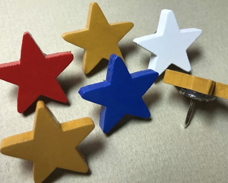 Red White Blue & Gold Star Push Pins Americana Patriotic - Etsy