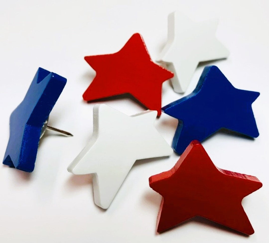 Red White Blue Star Push Pins, Americana, Patriotic, USA, Cork Board ...