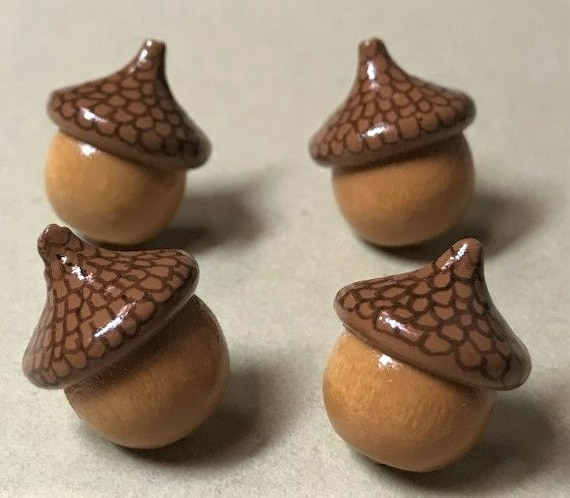 Acorn Push Pins Hand Painted Wooden Note Board Pins Memory - Etsy