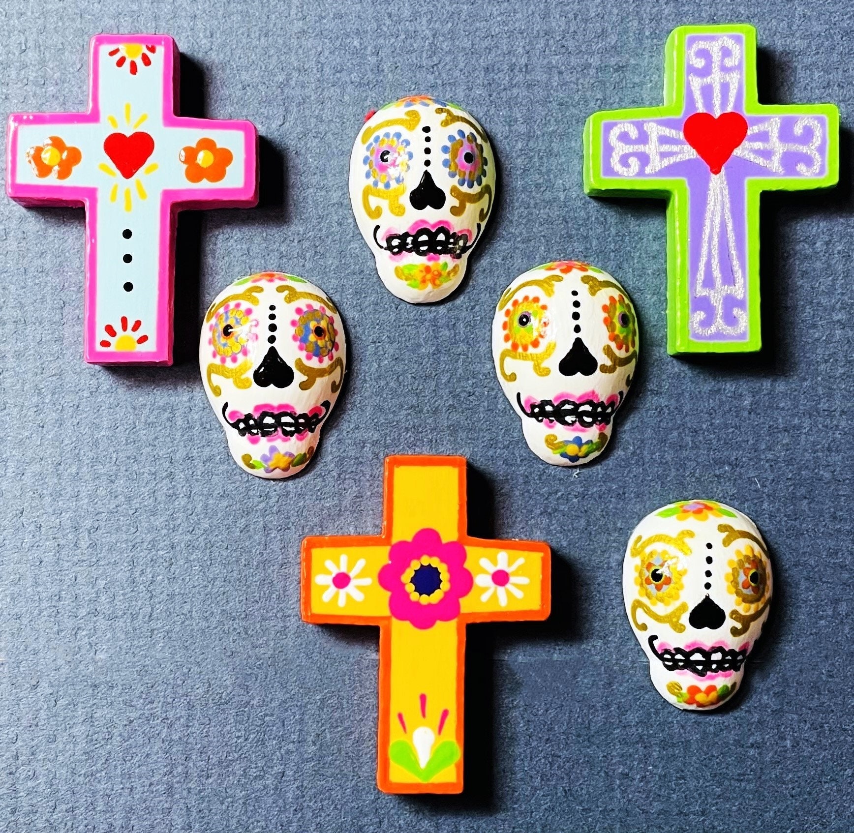 Dia De Los Muertos Push Pins, Day of Dead Tacks, Hand Painted Wood Pins ...