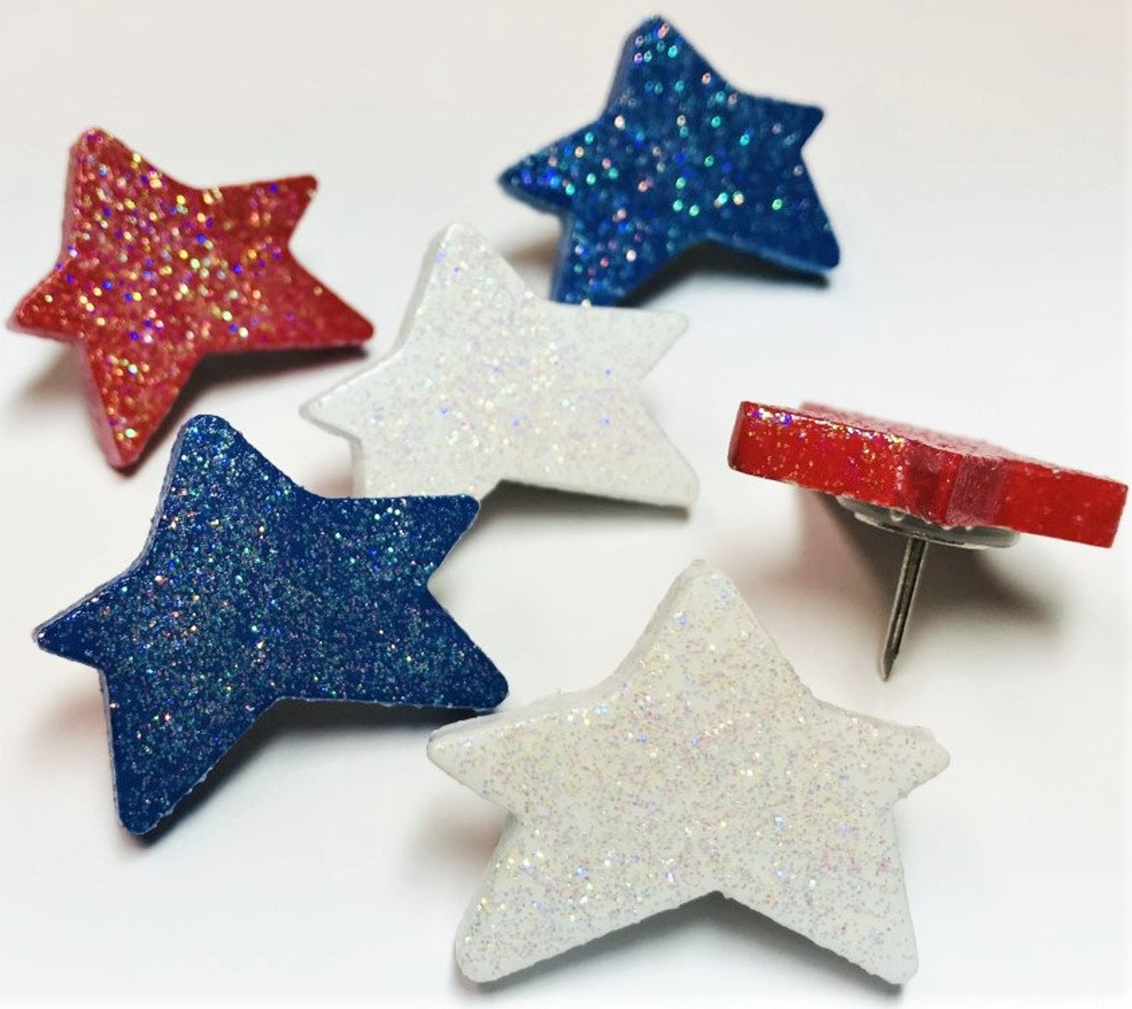 Red White Blue Star Push Pins Americana Patriotic Cork - Etsy