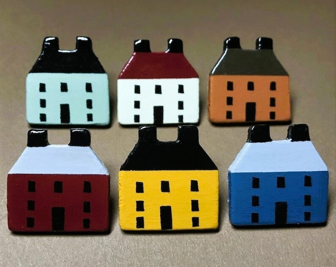 Saltbox House Push Pins, Folk Art Thumb Tacks, Decorative Push Pins ...