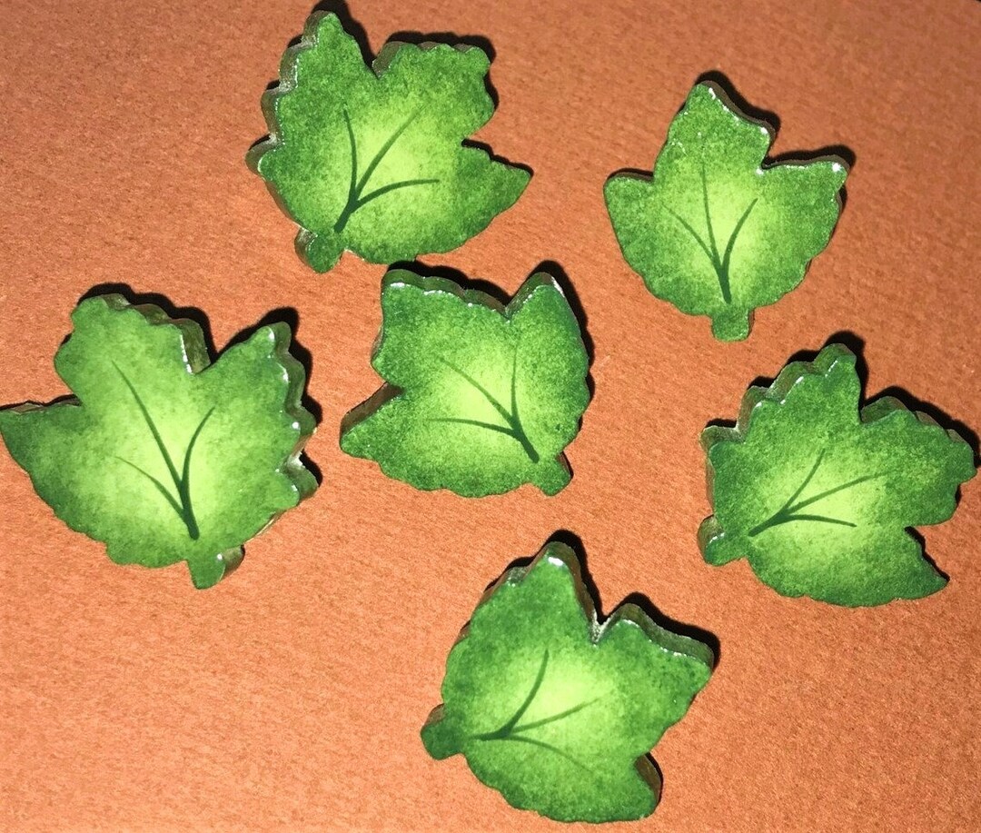 Maple Leaf Push Pins, Ivy Leaves, Green Leaf Pins, Hand Painted Push ...