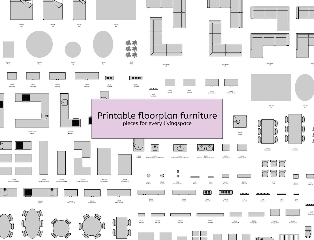 Printable Pdf Floorplan Furniture Furniture Pieces to Interiordesign ...