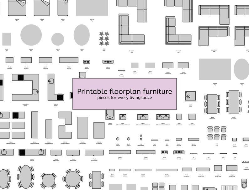 Printable Pdf Floorplan Furniture; Furniture Pieces to Interiordesign ...