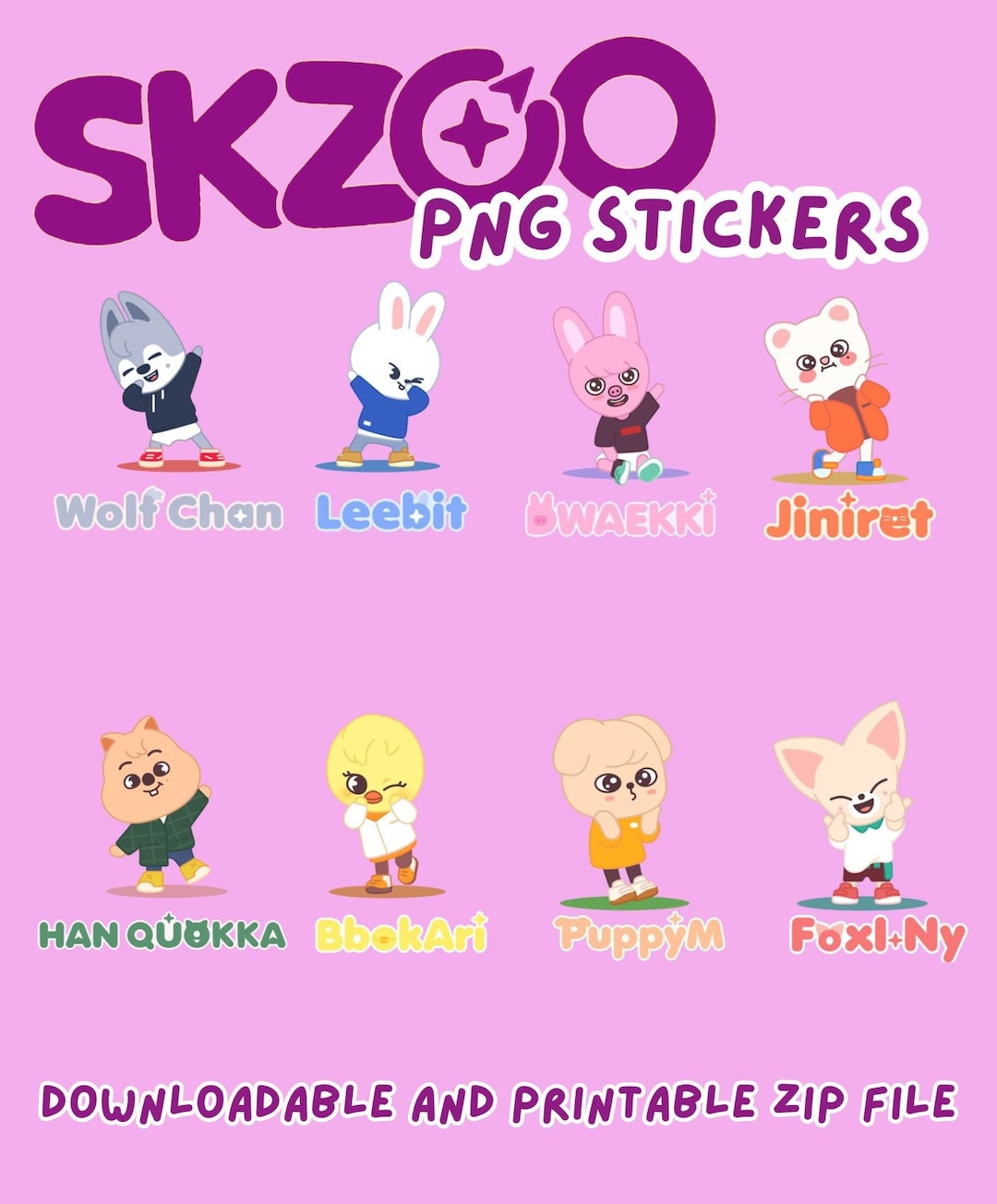 Stray Kids Skzoo Png Sticker Pack Set 2 - Etsy