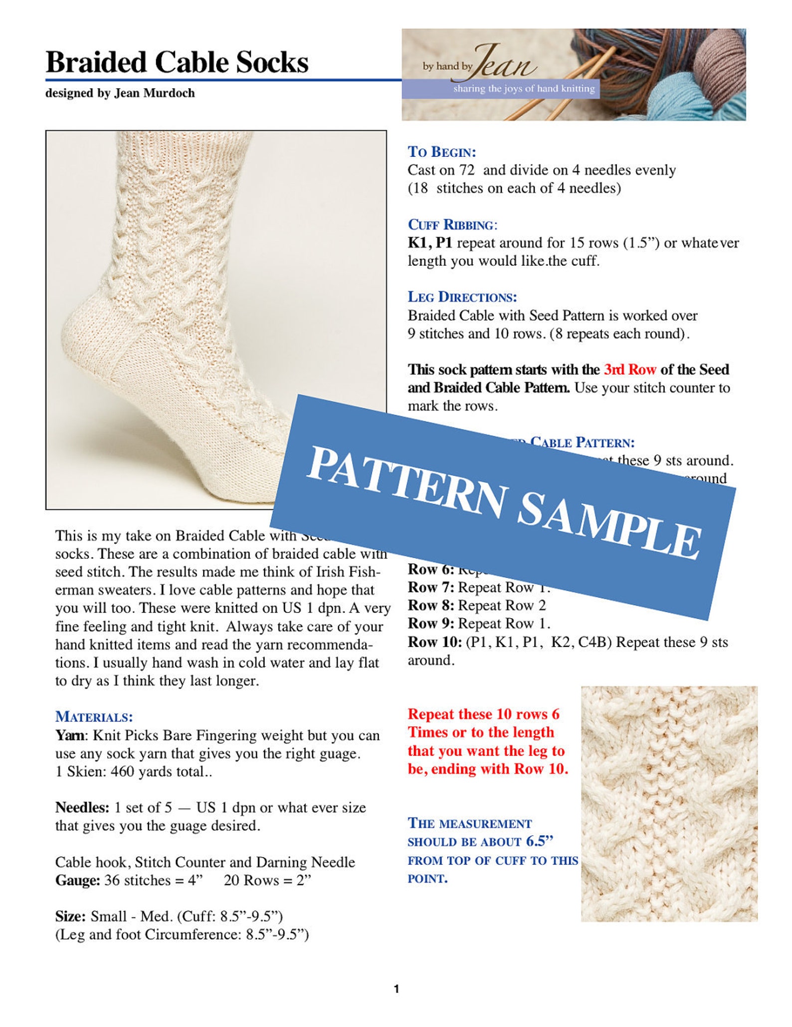 PATTERN ONLY Braided Cable Socks - Etsy