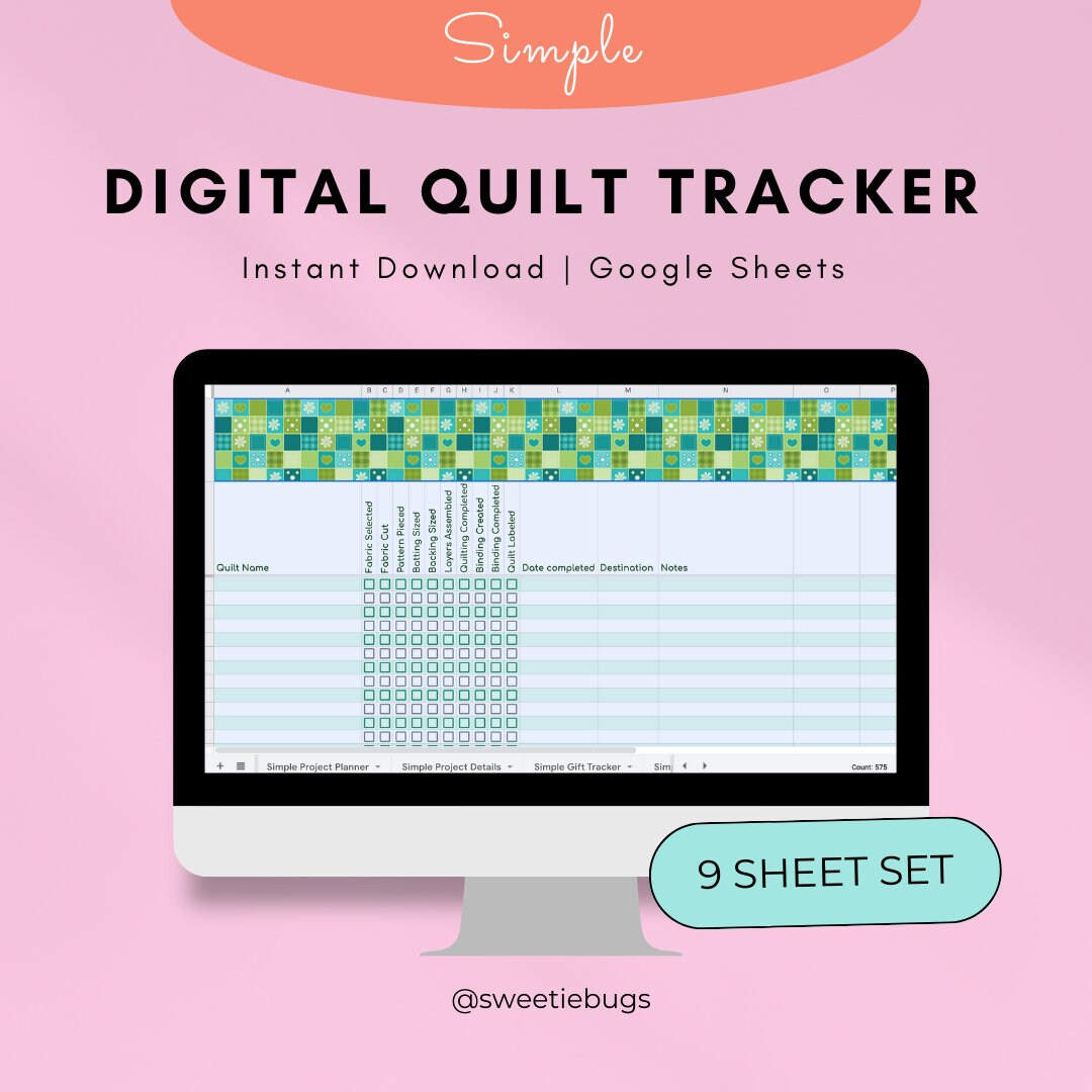 Digital Quilt Tracker W Bonus- Google Sheets, Project Organization ...