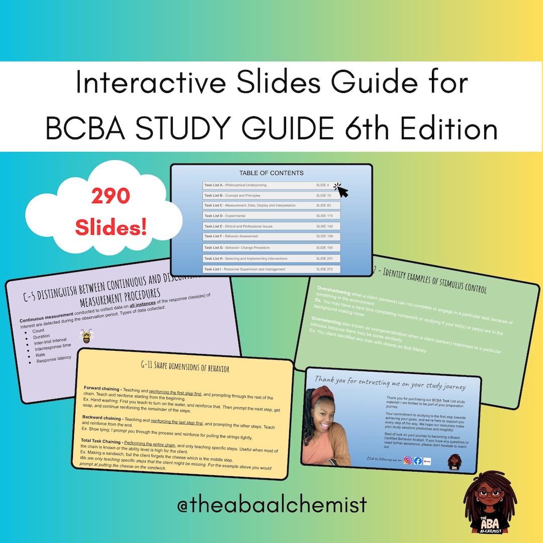 NEW! 6th Edition BCBA Exam Study Guide | 290 Slides With Over 200 ABA ...