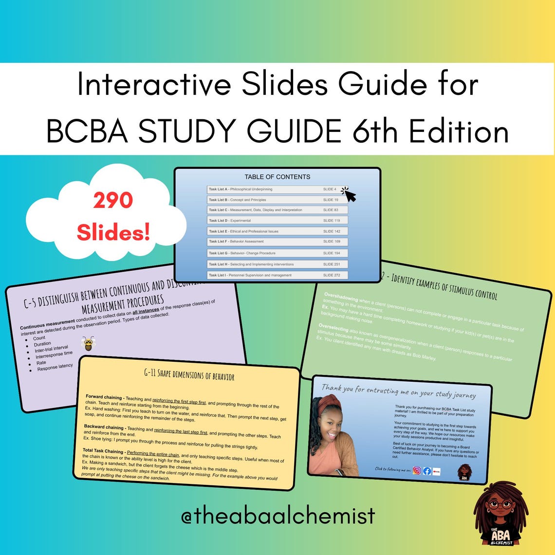 NEW! 6th Edition BCBA Exam Study Guide | 290 Slides With Over 200 ABA ...