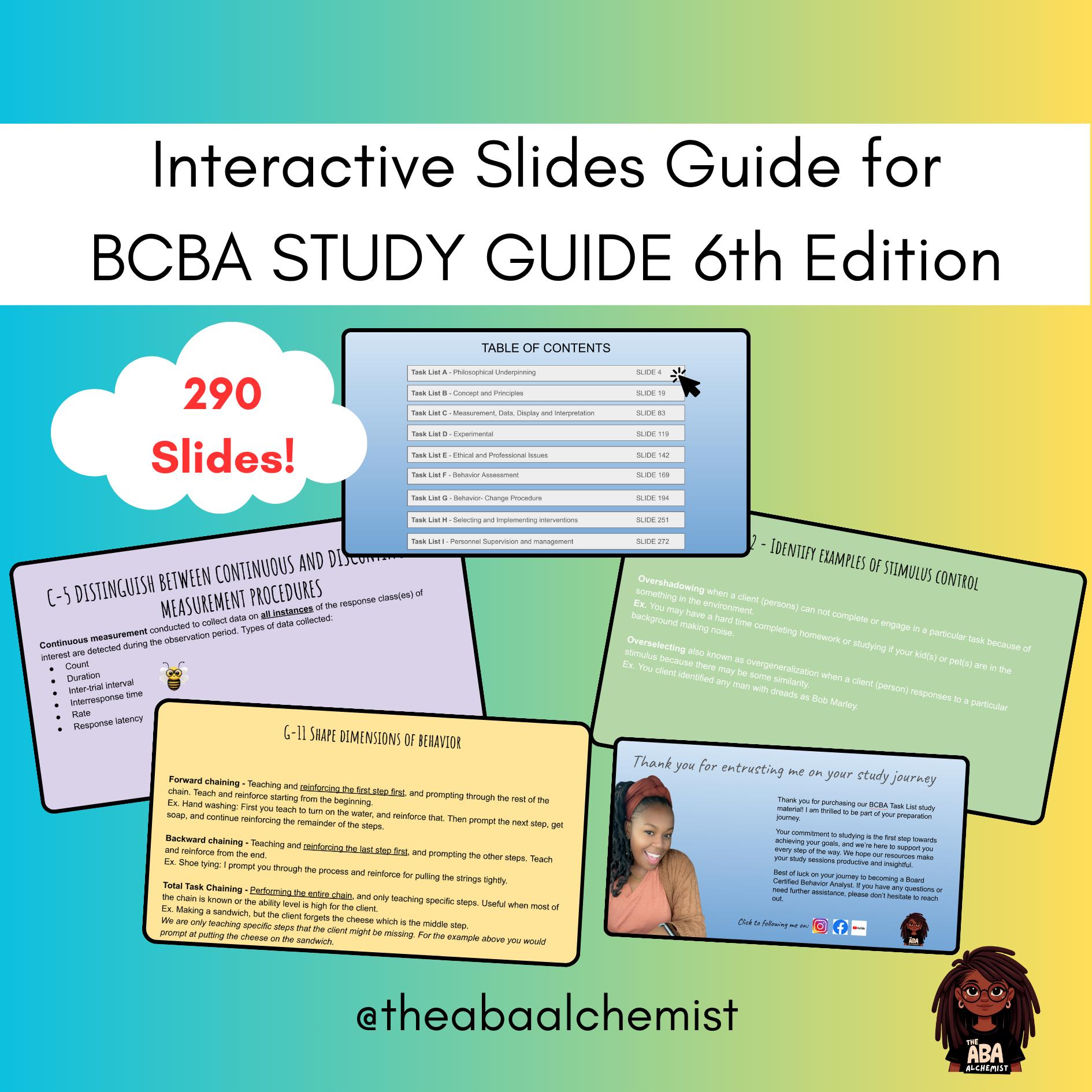 NEW! 6th Edition BCBA Exam Study Guide | 290 Slides With Over 200 ABA ...