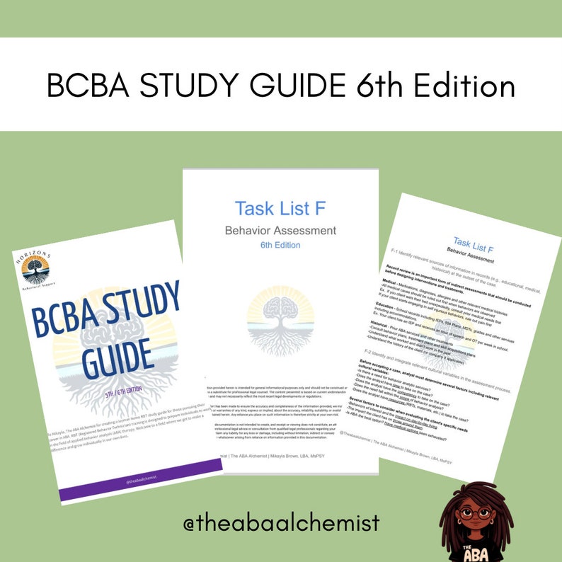 NEW! BCBA 6th Edition Task List F Study Guide - Etsy