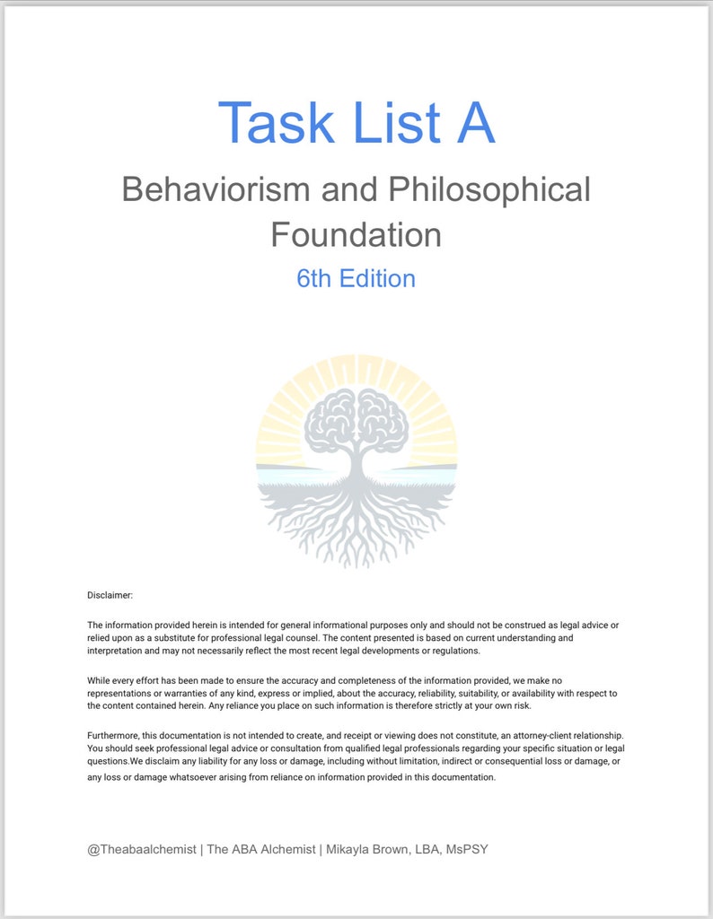 NEW! BCBA 6th Edition Task List A Study Guide - Etsy