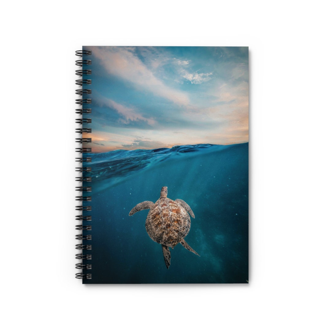 Sea Turtle Swimming in the Ocean Spiral Notebook Ruled Line Journal ...