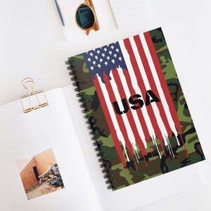 Patriotic Camo American Flag USA Spiral Notebook Ruled Line - Etsy