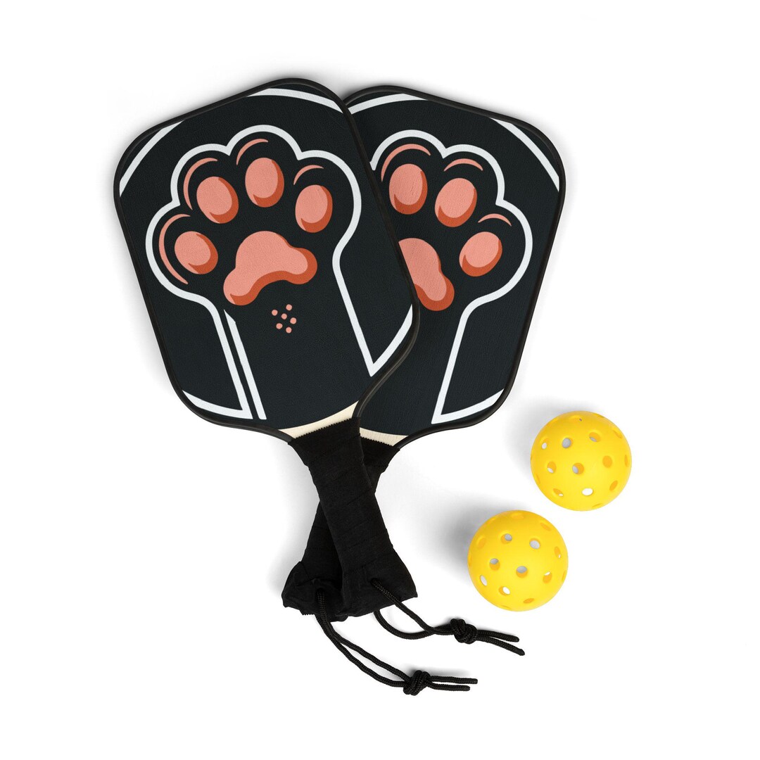 Black & Pink Cat Paw Pickleball Kit - Etsy