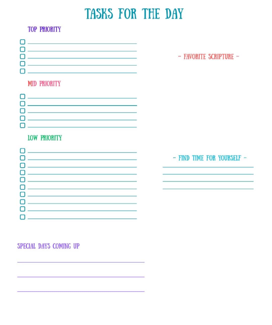 Daily Tasks Checklist With Favorite Scriptures Space - Etsy