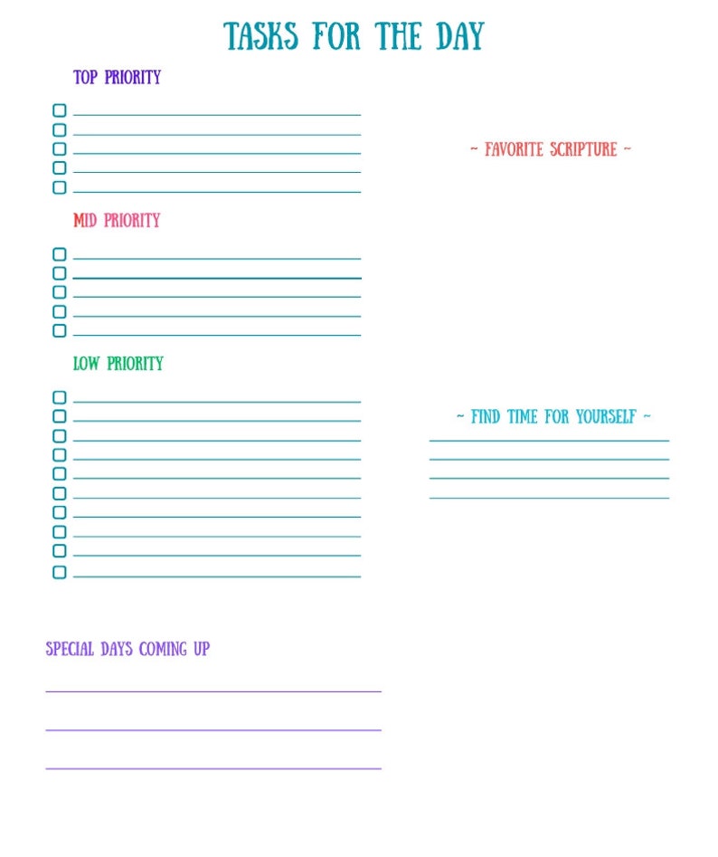 Daily Tasks Checklist With Favorite Scriptures Space - Etsy