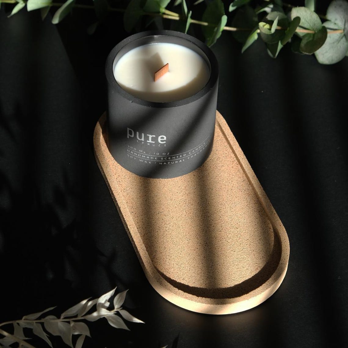 Pure Spruce Brown Concrete Oval Tray Handmade Concrete Oval Holder - Etsy