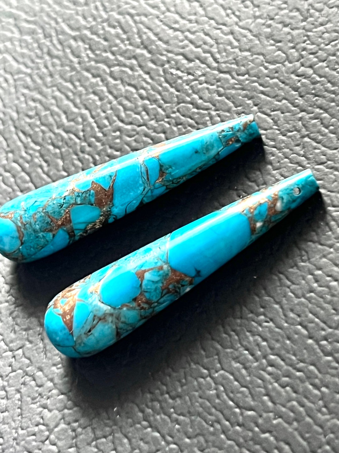 Matching Pair Turquoise Smooth Polished Long Drops - Etsy