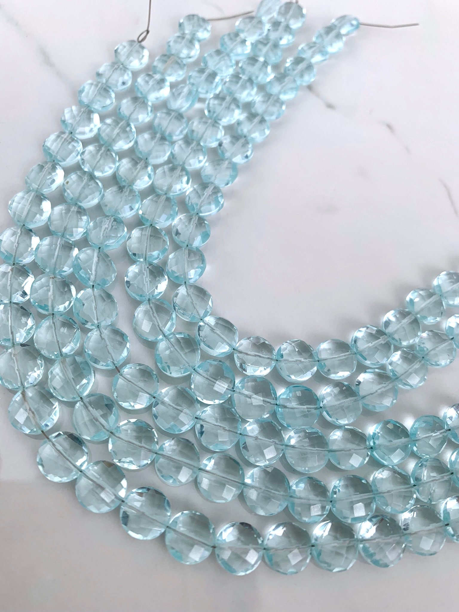 1/2 strand of light blue color coins | Etsy