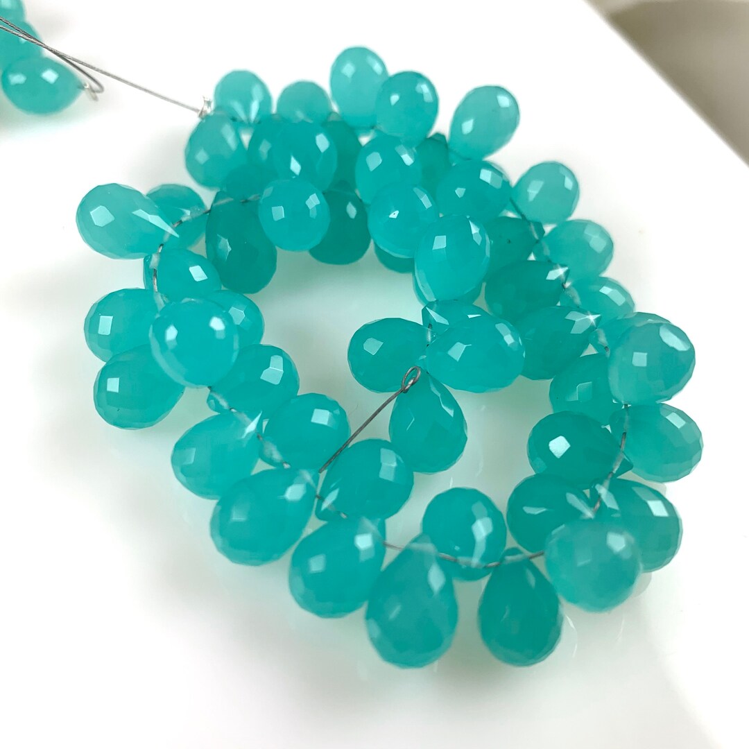 1/2 Strand of Aqua Blue Faceted Tear Drops - Etsy