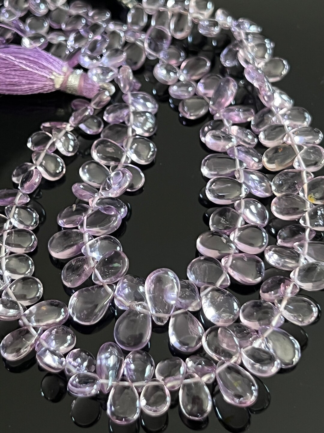 1/2 Strand Smooth Polished Pink Amethyst Pears - Etsy