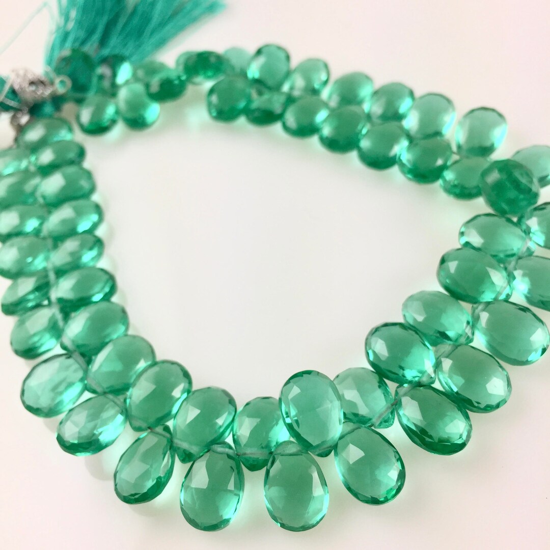 1/2 Strand of Lite Caribbean Green Color Hydro Quartz Pears WHOLESALE ...
