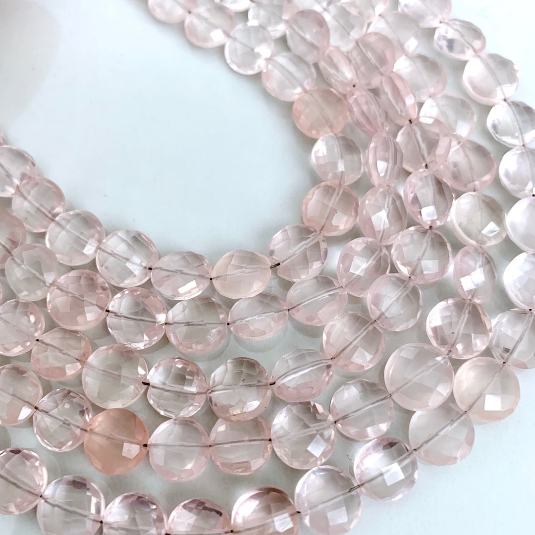 1/2 Strand of Rose Quartz Coins - Etsy