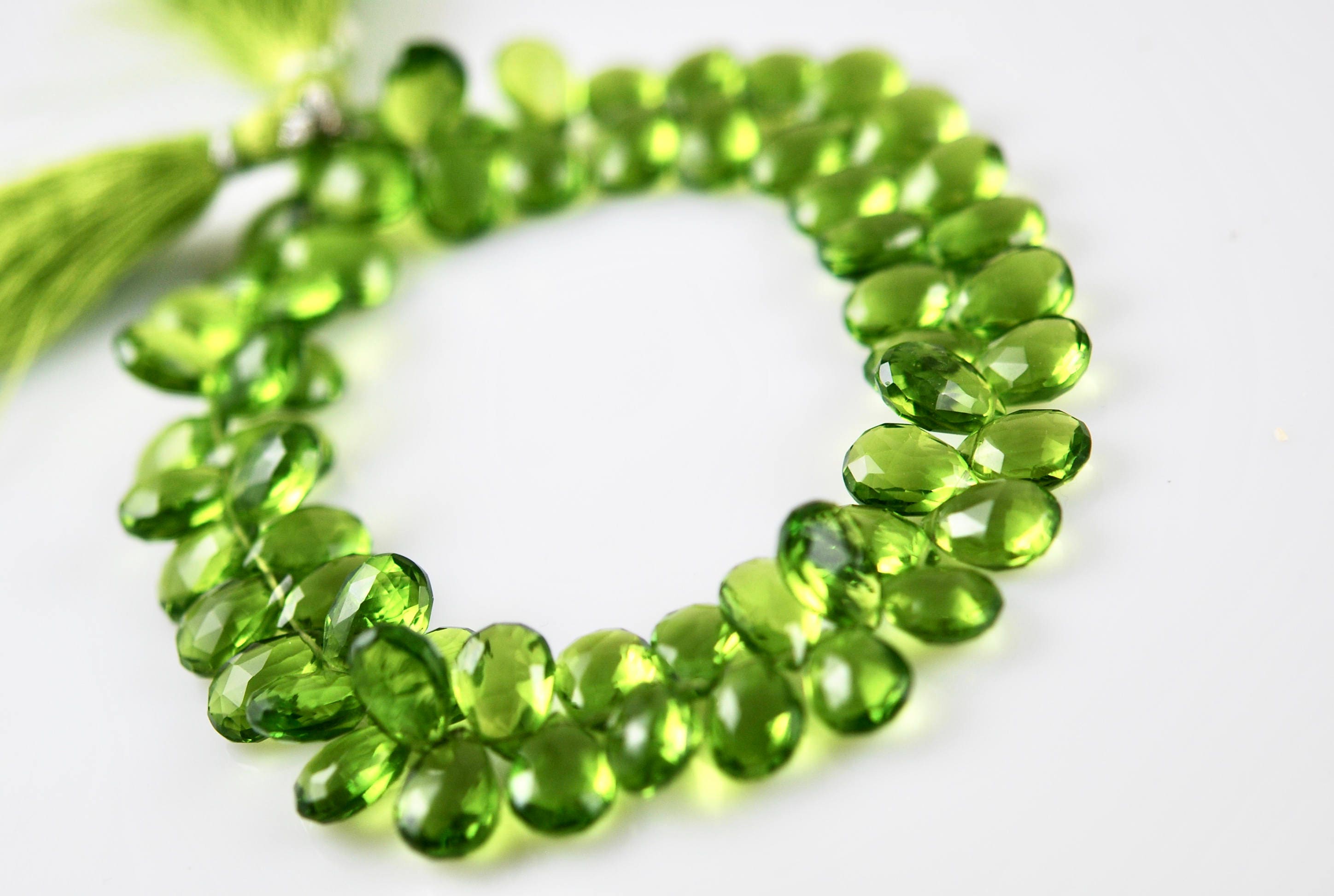 1/2 Strand of Olive Green Color Hydro Quartz Pears - Etsy
