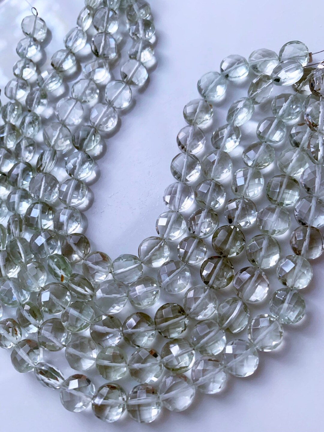 1/2 Strand of Green Amethyst Coins - Etsy