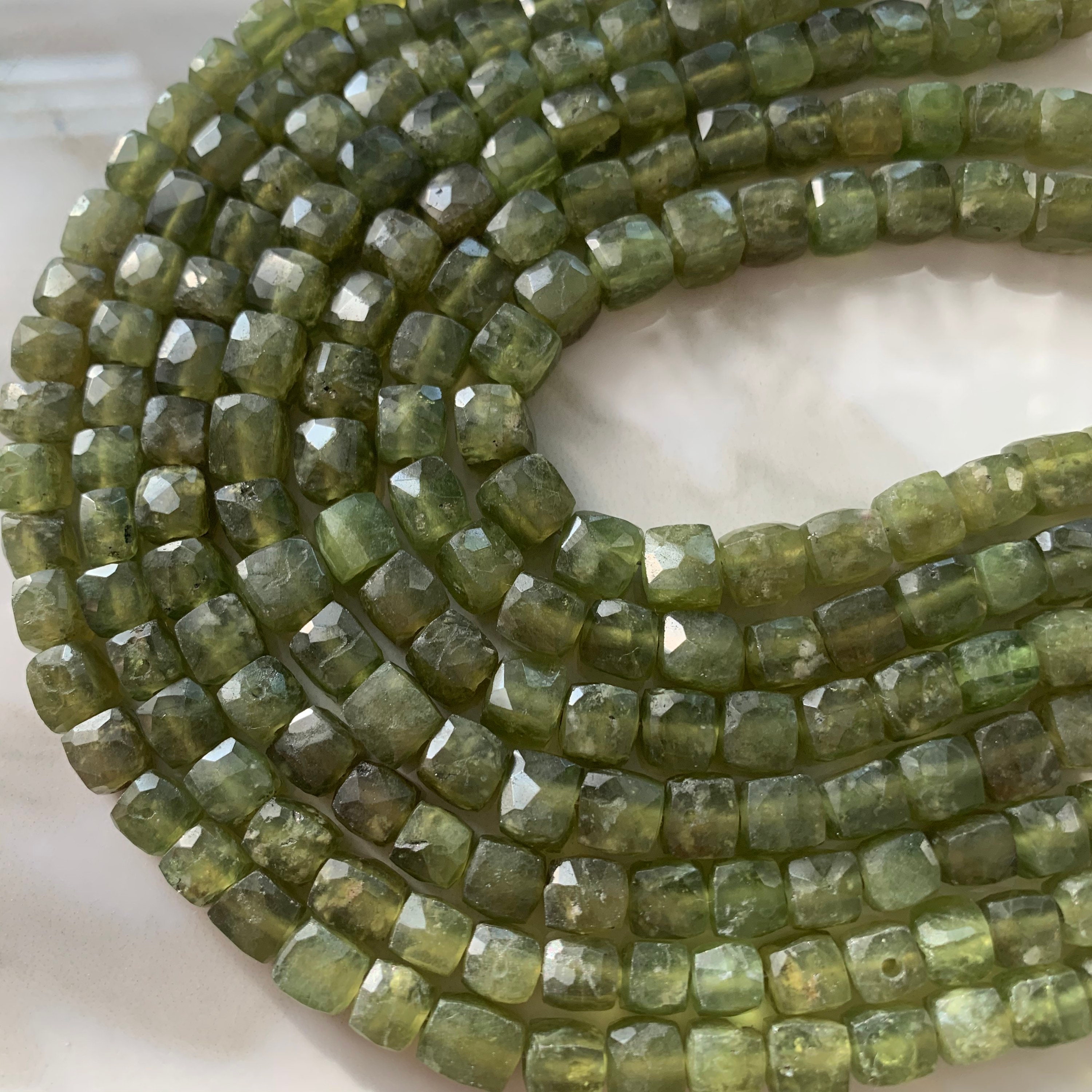 1/2 Strand Grossular Garnet Cubes- New Large Drilled Hole - Etsy