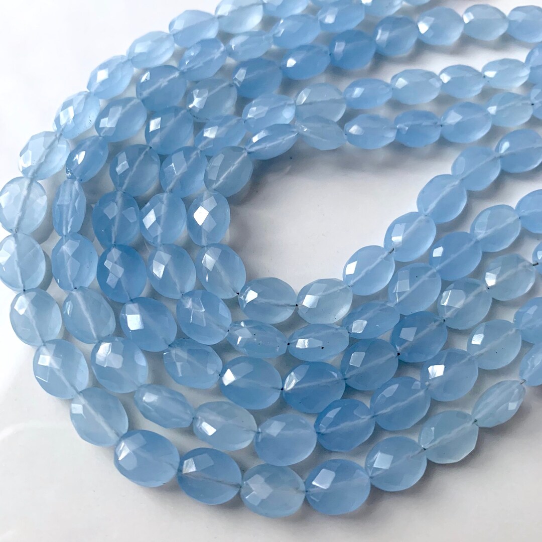1/2 Strand of Periwinkle Blue Colored Ovals - Etsy