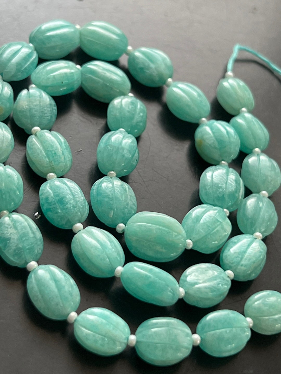 Smooth Amazonite Carved Beads - Etsy