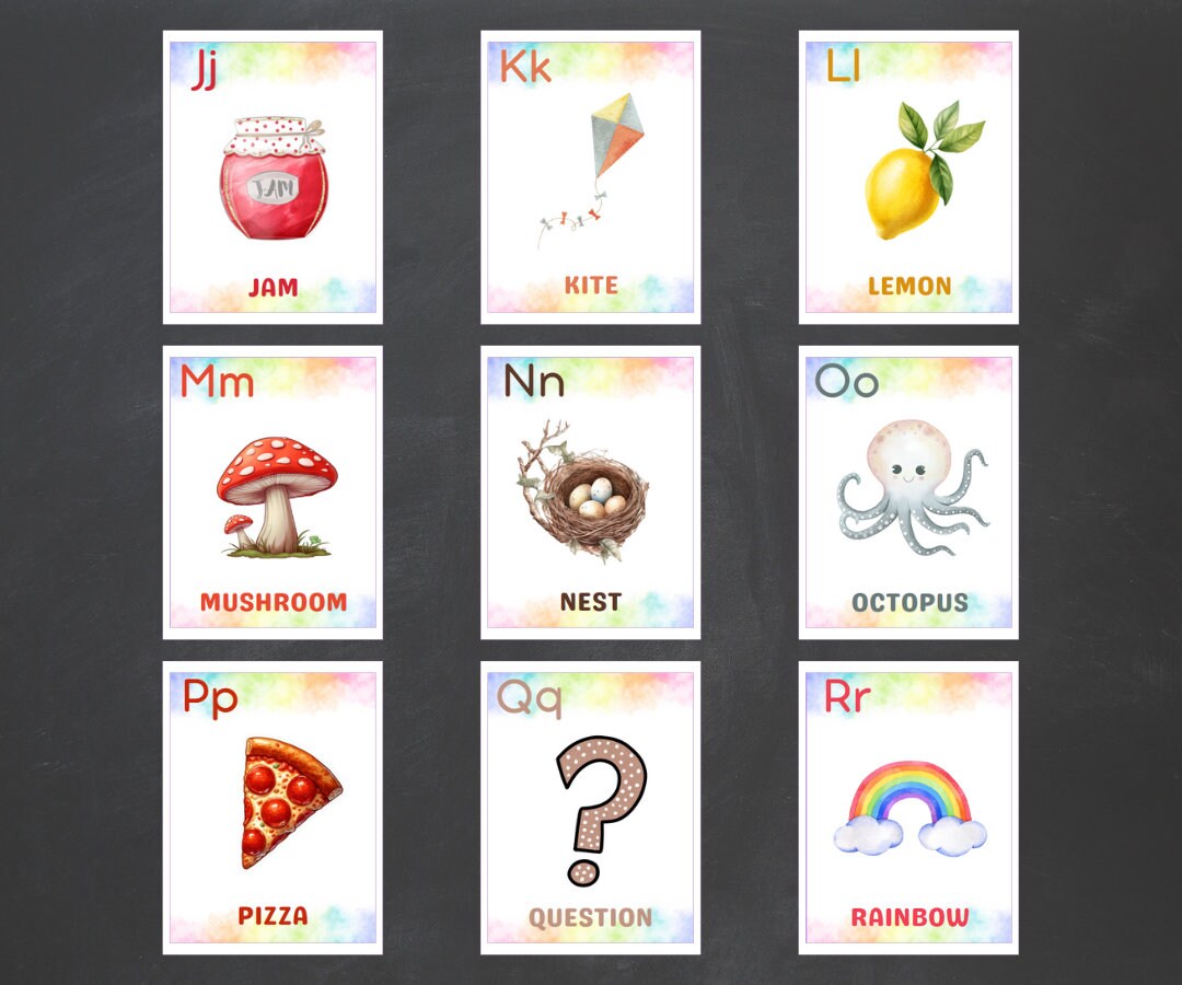 Printable Educational Flashcards Learn With Colorful Alphabet ...