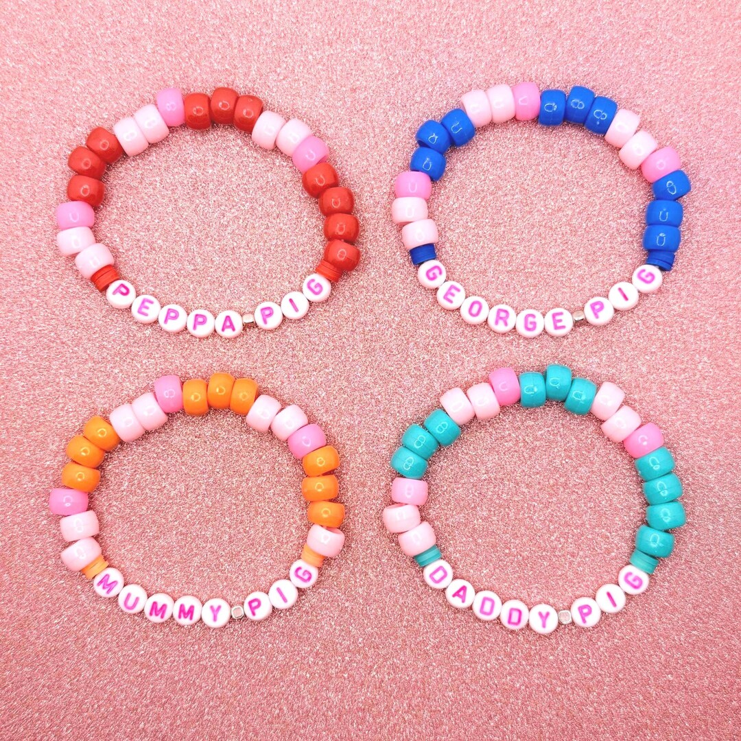 Peppa Pig Inspired Handmade Friendship Beaded Bracelet - Stacking ...