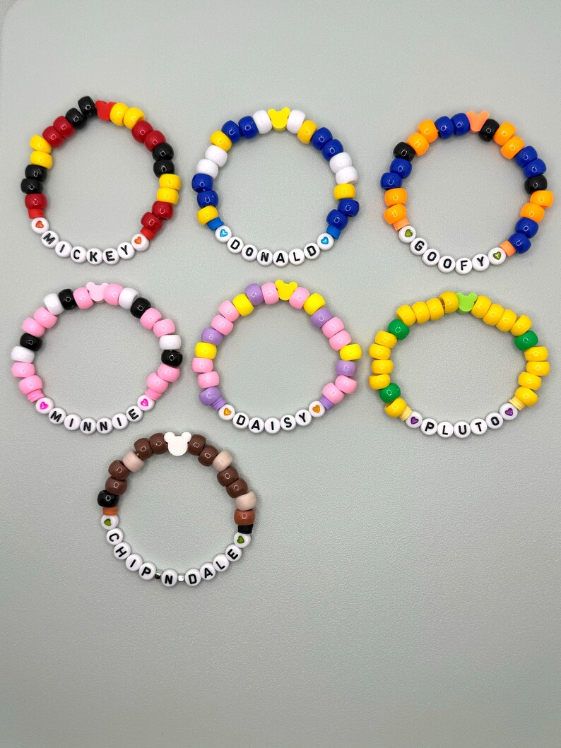 Disney Mickey and Friends Inspired Handmade Friendship Beaded Bracelets Cast Member Gift Pixie ...