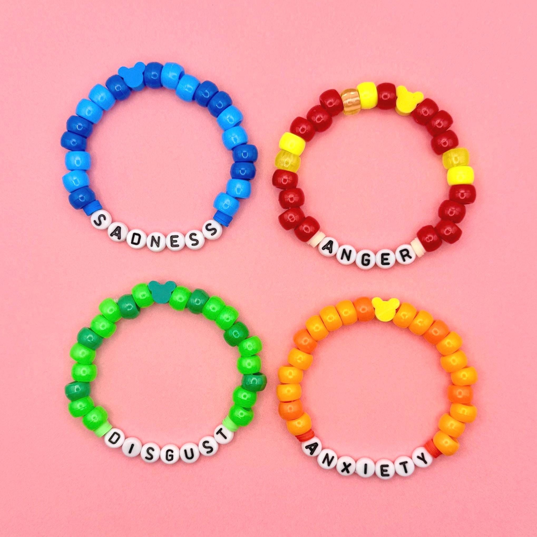 Handmade Beaded Friendship Bracelets: Inside Out 2 Inspired Emotions ...